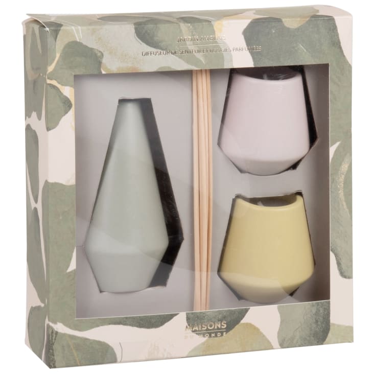 Coffret 2 bougies parfumées en dolomite et diffuseur de parfum jardin ...