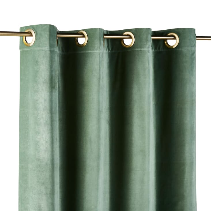 Cortina de ojales de terciopelo verde tilo 140x300 - la unidad Tilleul ...