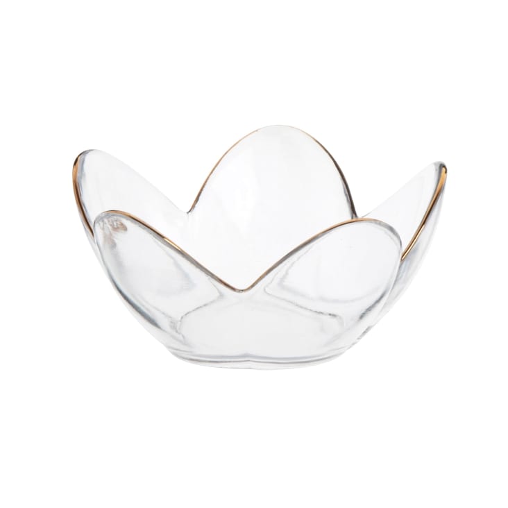 Coupelle fleur en verre transparent liseré doré | Maisons du Monde