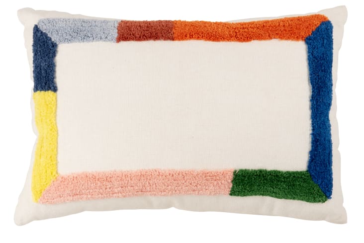 Coussin en coton texturé et tufté multicolore 60x40 Upton | Maisons du ...