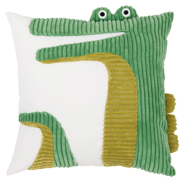 Coussin enfant crocodile en velours côtelé tricolore 40x40 Zoo ...
