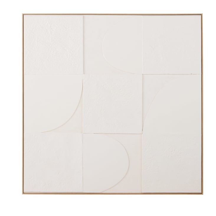 Cuadro pintado a mano tonos beige y blanco 110x110 Basile | Maisons du ...