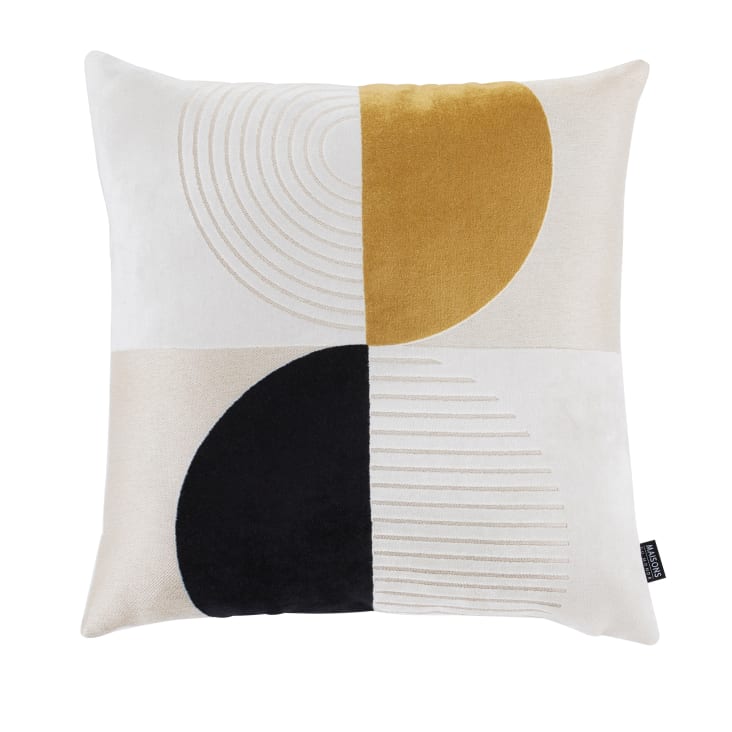 Cuscino in velluto brillante con motivo geometrico a tre colori 45x45 cm Azarias | Maisons du Monde