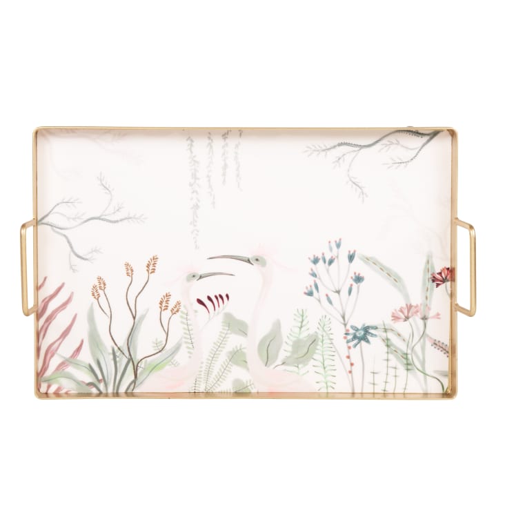 Decoratief dienblad met plantenmotief in multikleurig metaal Grues ...