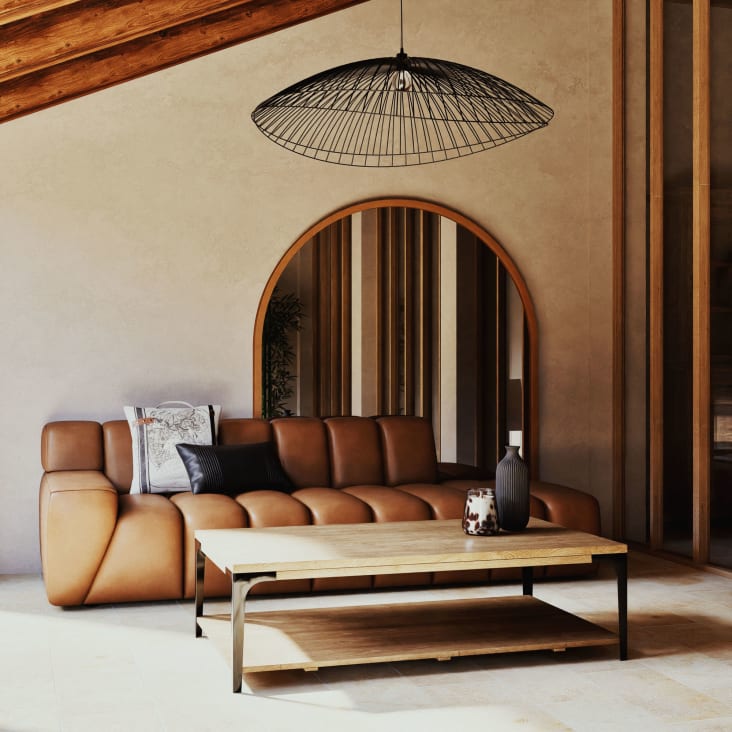 Divano a 3/4 posti in pelle color caramello Snoop | Maisons du Monde
