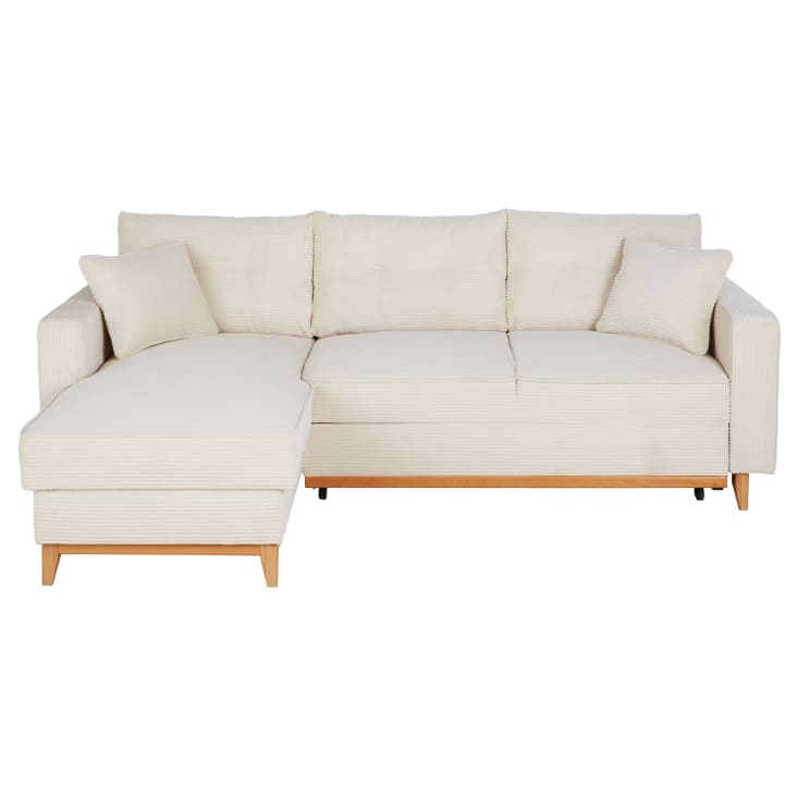 Eck-Sofa im skandinavischen Stil mit Schlaffunktion, beige Brooke ...