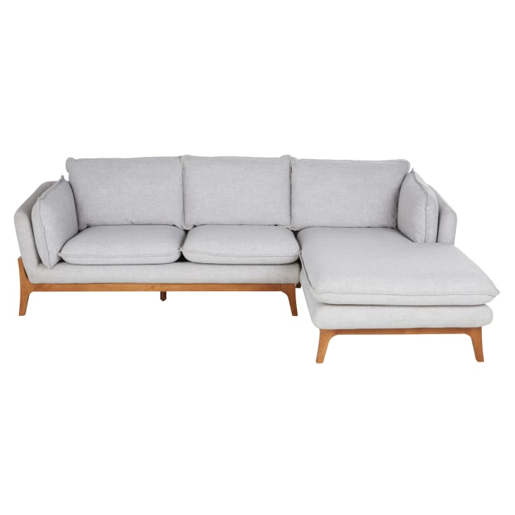 Ecksofa mit Bezug aus meliertem Stoff, hellgrau Shield | Maisons du Monde
