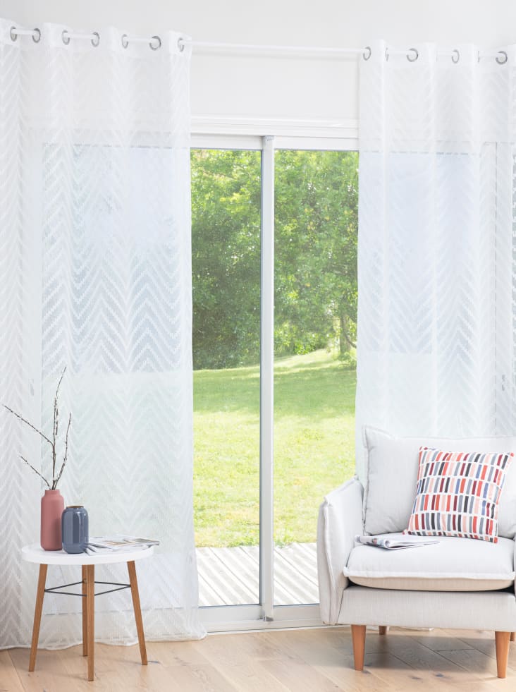 Ecru gordijn van gerecycled polyester met zeilringen à l'unité 140x250 ...