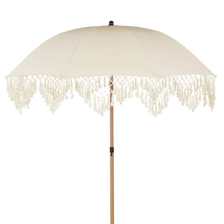 Ecru polykatoenen paraplu met franjes Manila | Maisons du Monde