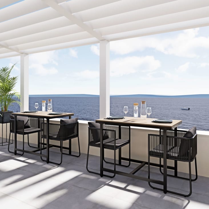 Ensemble table en composite imitation teck et fauteuils de jardin en ...