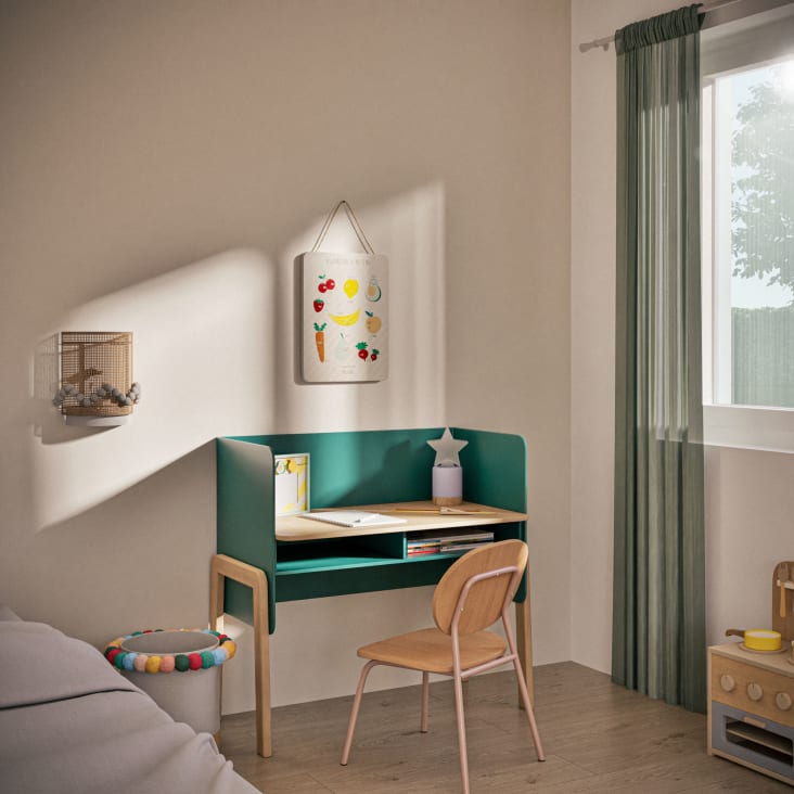 Escritorio infantil en madera de pino y verde abeto Yasmi | Maisons du ...