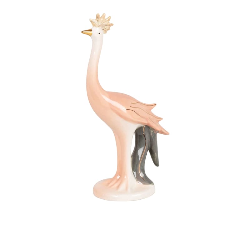 Estatuilla garza de porcelana rosa y verde, altura 20 cm Alphonse ...