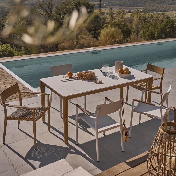 Fauteuil à dîner de jardin en résine recyclée imitation rotin et ...