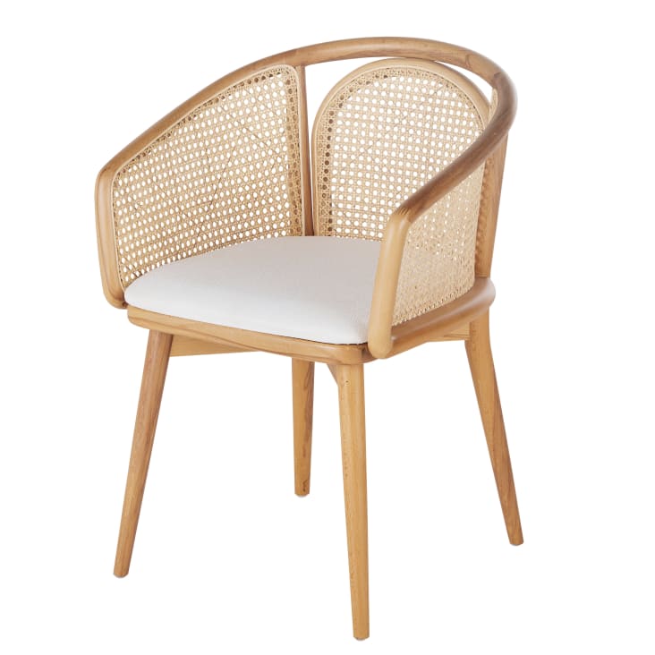 Fauteuil de table écru et cannage en rotin Bree | Maisons du Monde