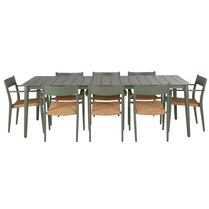Garten-Esstisch mit 8 Stühlen aus Aluminium, khaki und natur Lidy ...