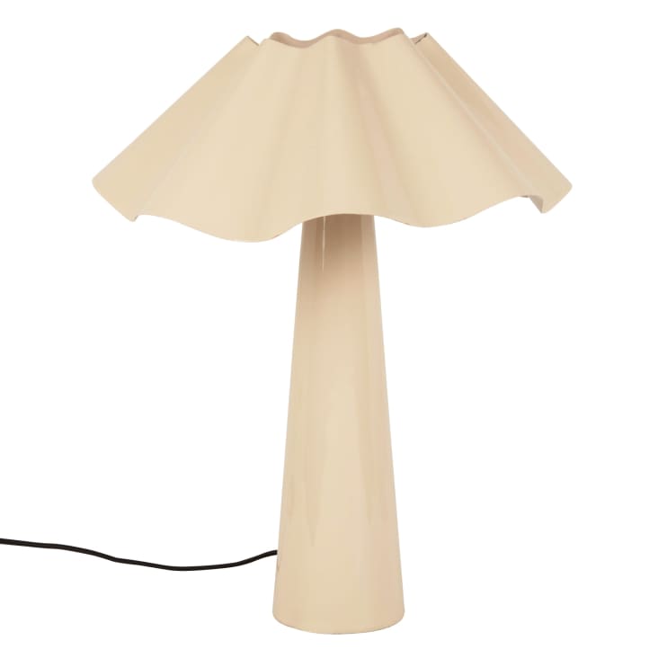 Gelaakte metalen lamp met gegolfde crèmekleurige lampenkap Floresta ...