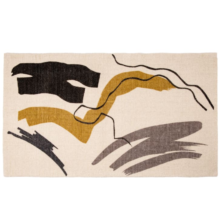 Geweven tapijt met grafisch motief, wit/grijs/geel/zwart, 90 x 150 cm ...