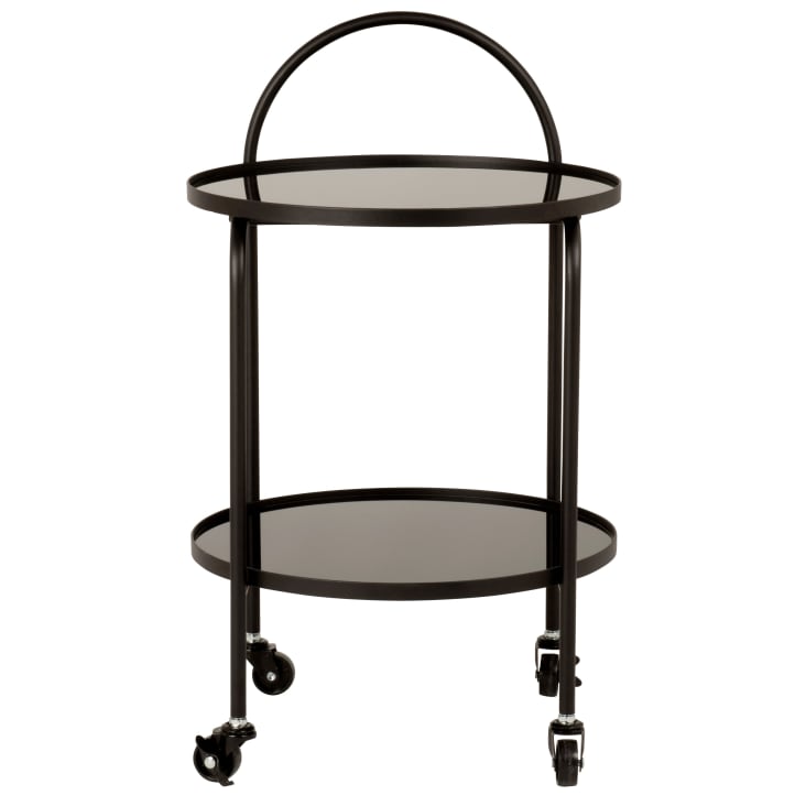 Glazen dienblad op wieltjes, zwart Marlow | Maisons du Monde
