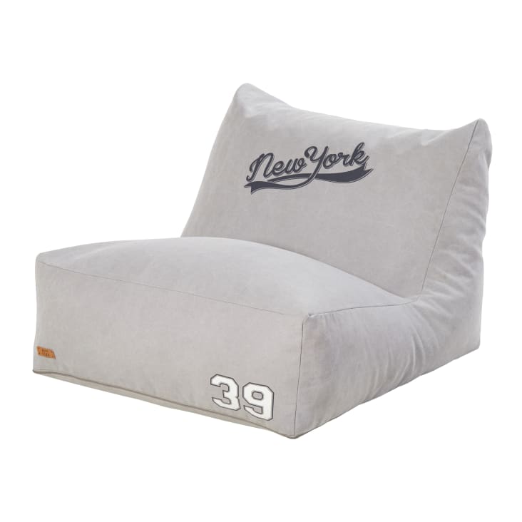 Grijze katoenen poef met print | Maisons du Monde