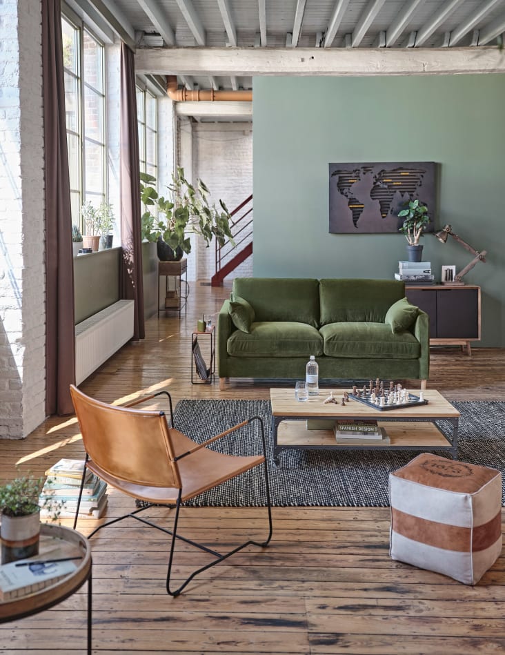 Groene fluwelen zetel met 2/3 zitplaatsen Julian | Maisons du Monde