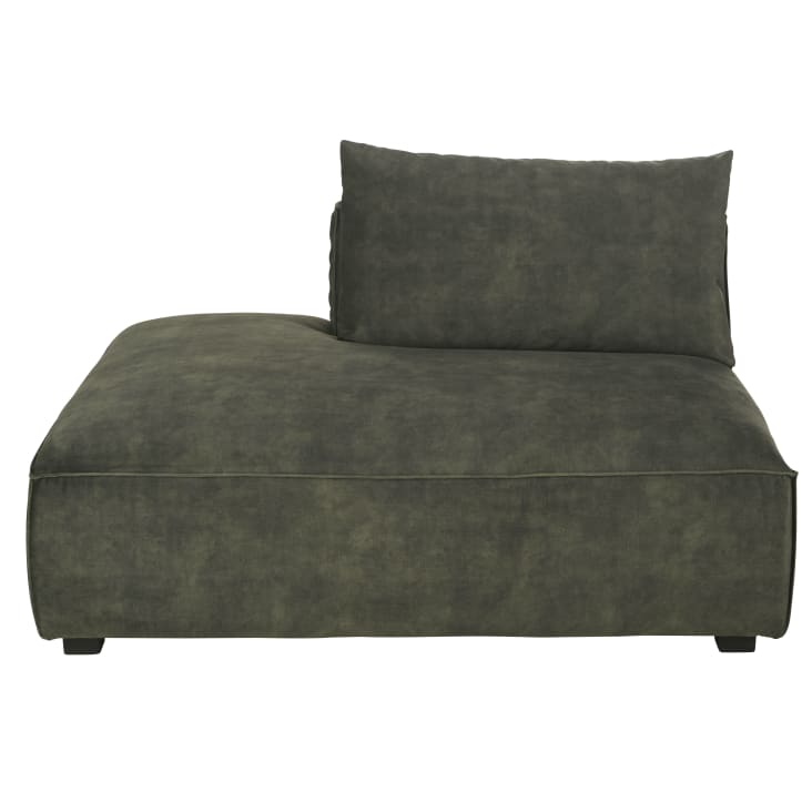 Groene linkse chaise longue van fluweel met marmereffect voor modulaire ...