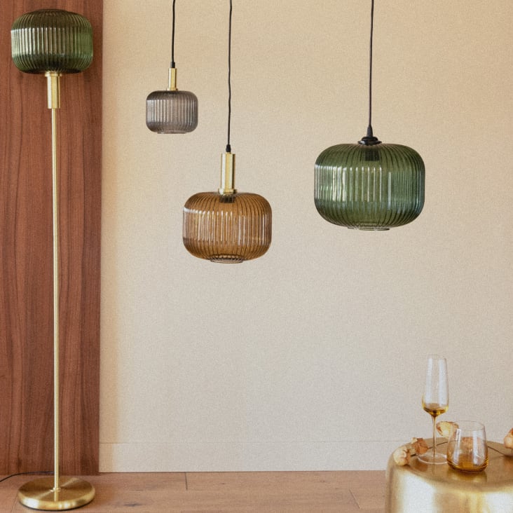 Groene staande lamp van geblazen glas en verguld metaal H155 OMAJA ...