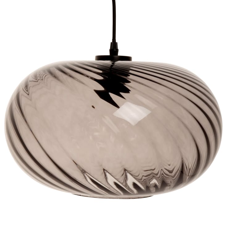 Hanglamp van geribbeld glas, grijs/transparant Olney | Maisons du Monde