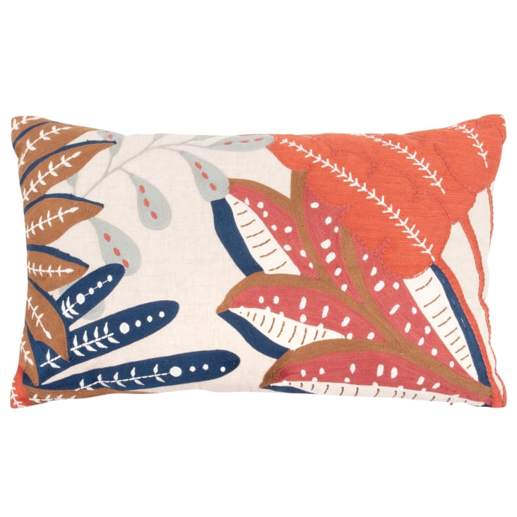 Housse de coussin à motif exotique brodé multicolore 50x30 ARASH ...