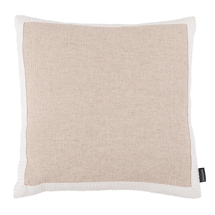 Housse de coussin beige et blanche avec galon 40x40 Inac | Maisons du Monde
