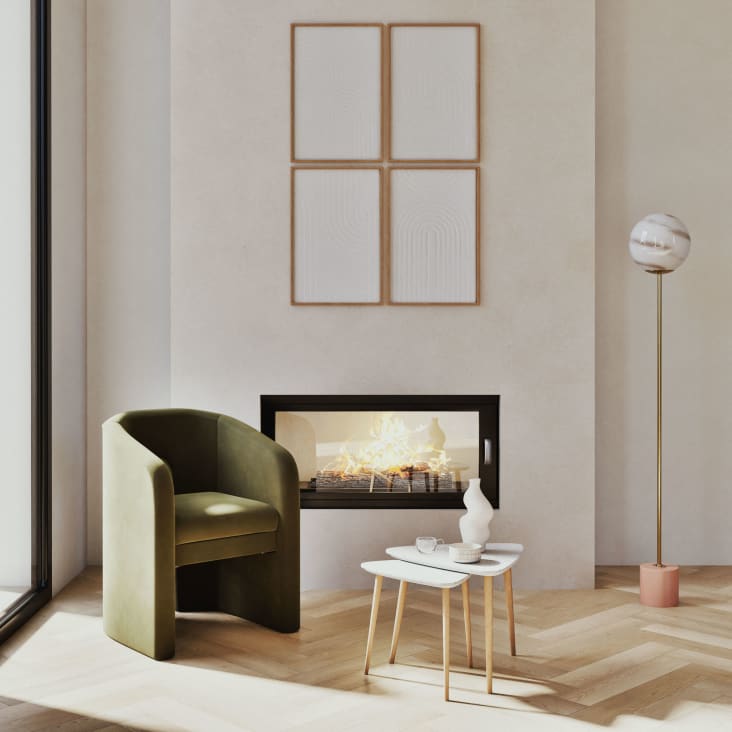 Kakigroene fluwelen eetkamerfauteuil Chess | Maisons du Monde