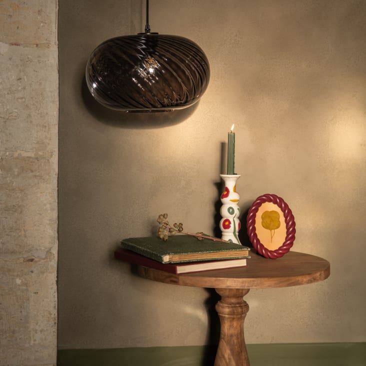 Lampada a sospensione in vetro striato grigio scuro Olney | Maisons du ...