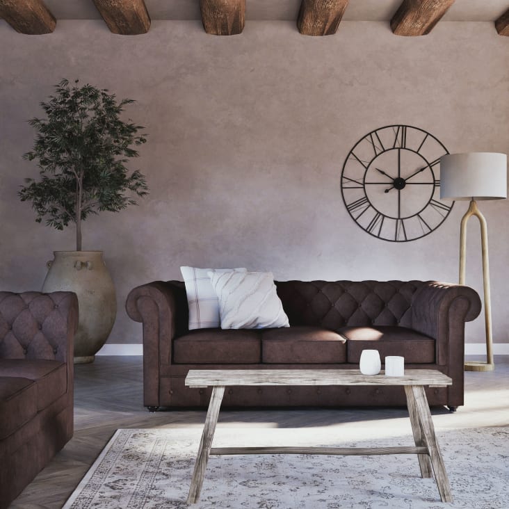 Lámpara de pie de madera de mango con pantalla de lino beige Alt.168 ...