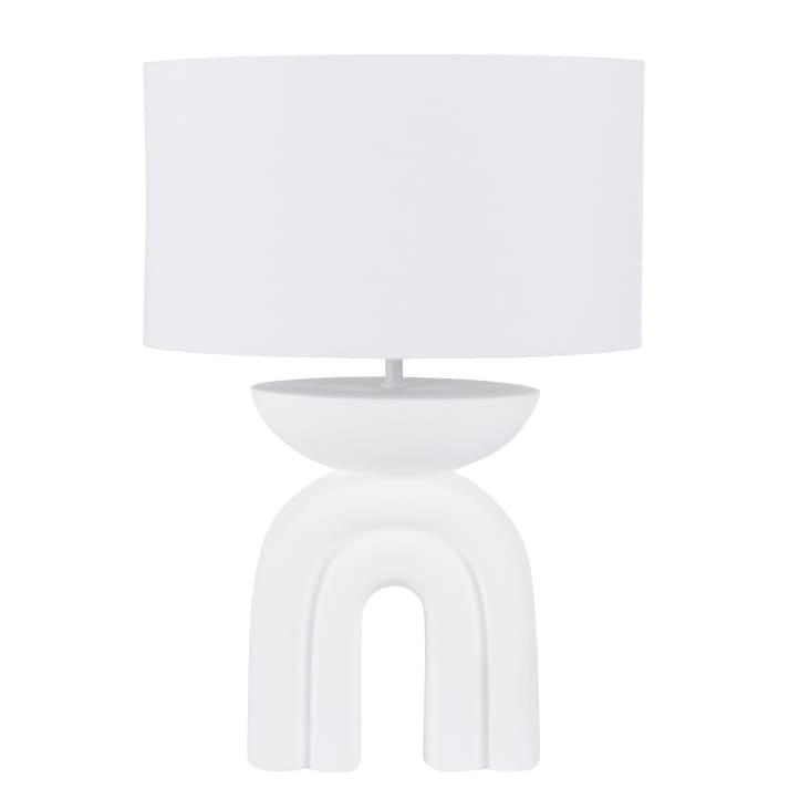 Lampe arche en céramique blanche et abat-jour blanc Terecha | Maisons ...
