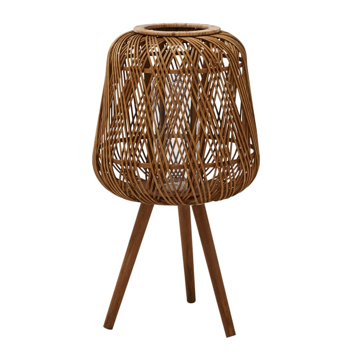 Lanterne sur pieds en bambou et verre Aloise | Maisons du Monde