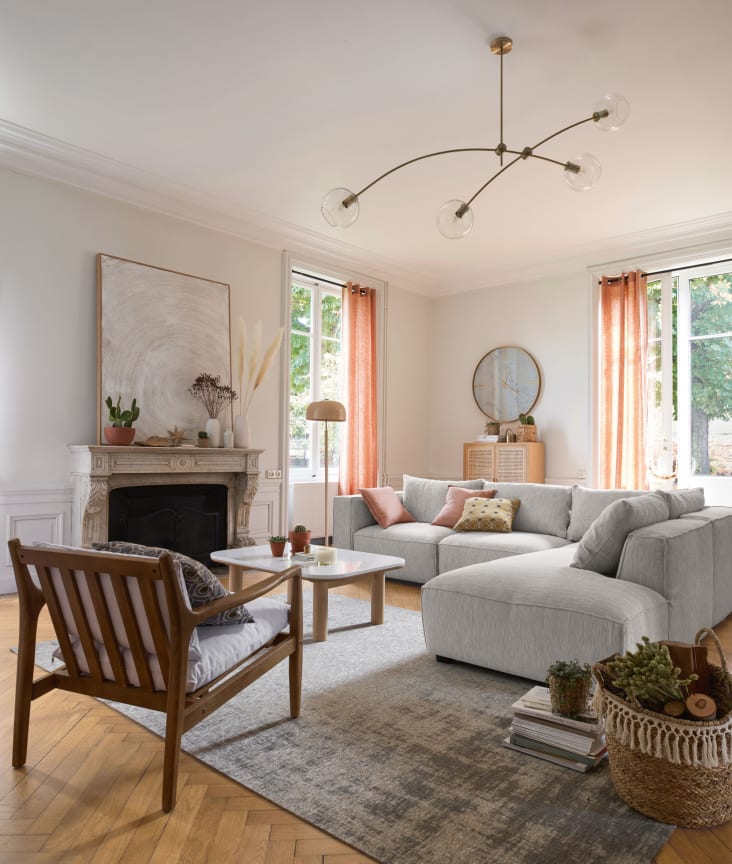 Longchair mit Ecke links für modulares Sofa aus Recycling-Gewebe ...