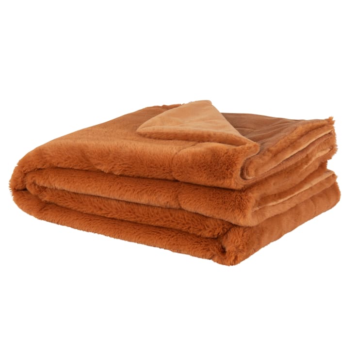 Manta imitación piel marrón de 170x130 cm Camel | Maisons du Monde