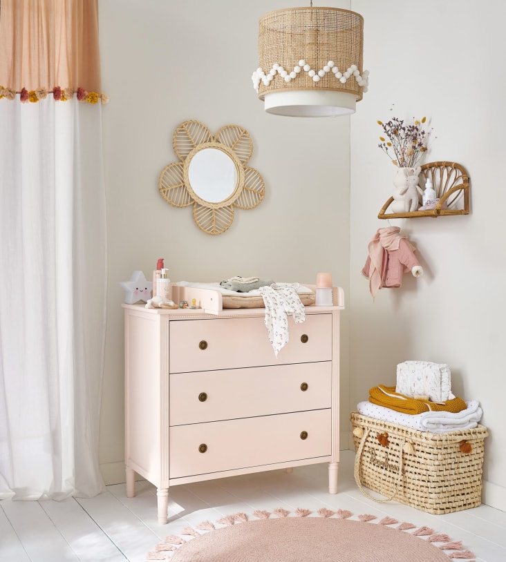 Miroir fleur en rotin beige 57x55 Flora | Maisons du Monde