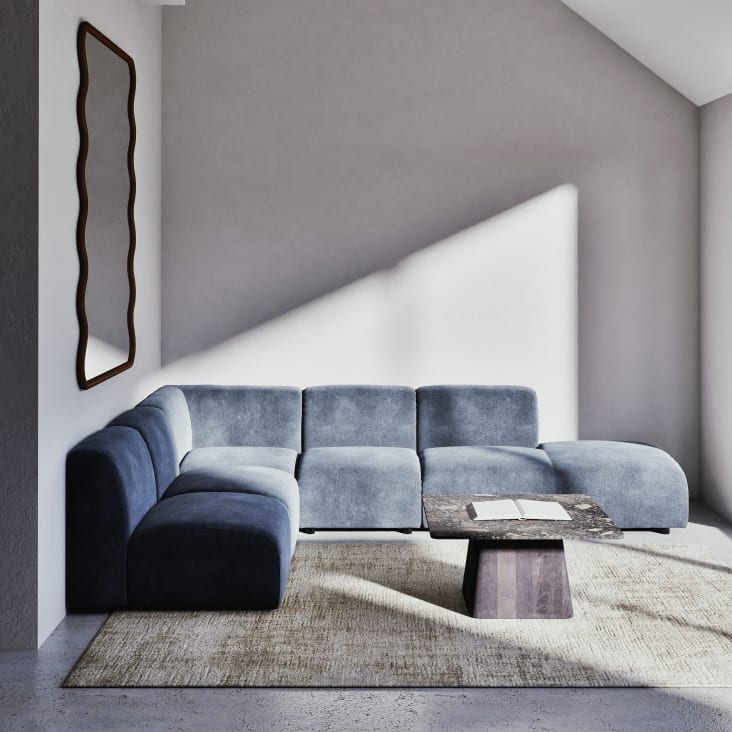 Módulo de chaise longue direito para sofá modular azul Buddy | Maisons ...