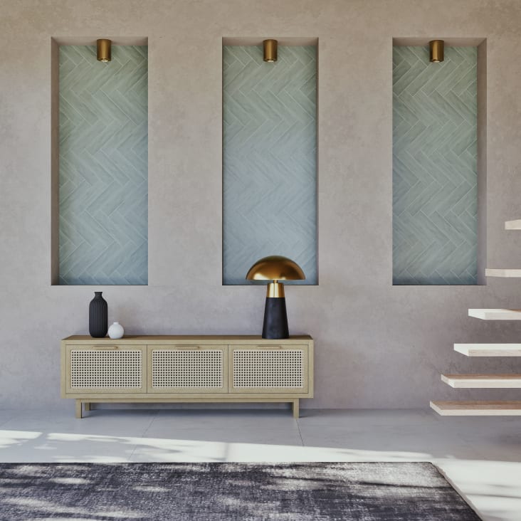 Mueble de TV con 3 trampillas de rejilla de mimbre Canopy | Maisons du ...