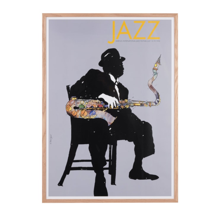 Multicoloured jazz poster onder glas en eiken houten lijst 50x70 Poster ...
