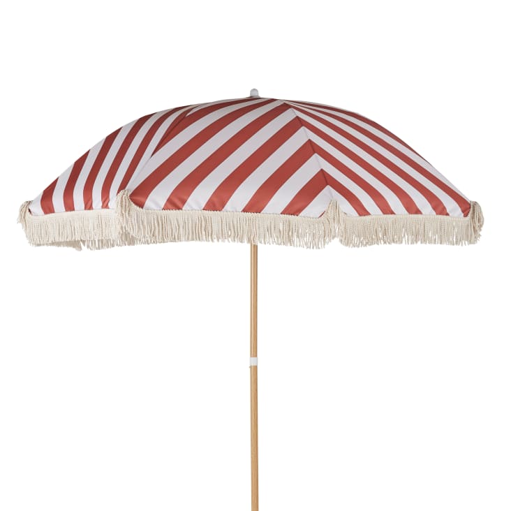 Parasol 2x2m van aluminium met houtlook en polyester doek met rode en ...