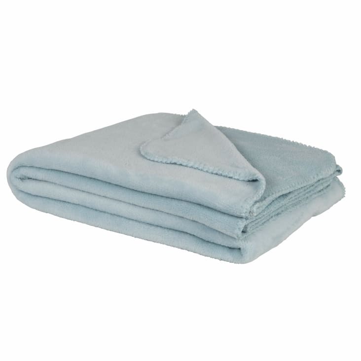 Plaid polaire en polyester recyclé bleu ciel 170x130 Chaleur | Maisons ...