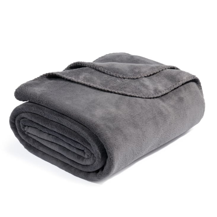 Plaid polaire en polyester recyclé gris ardoise 150x230 Chaleur ...