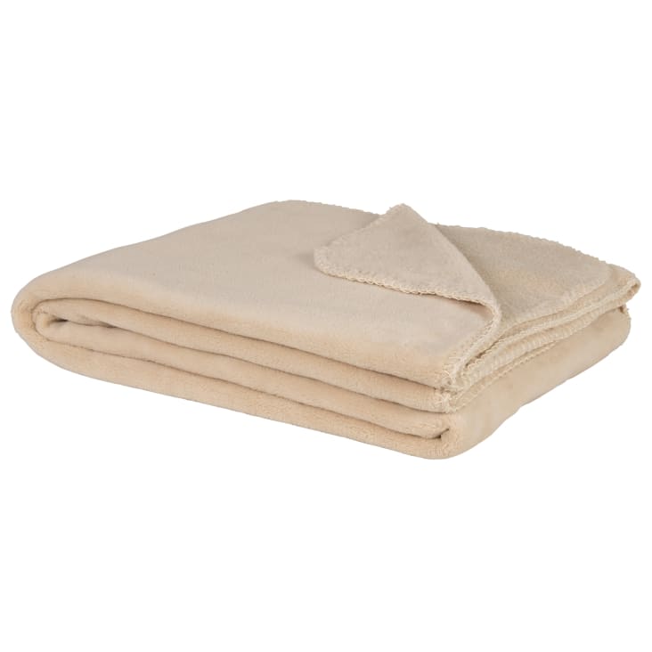 Plaid polaire en polyester recyclé ivoire 170x130 Chaleur | Maisons du ...