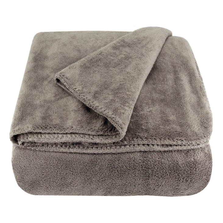 Plaid polaire en polyester recyclé taupe 150x230 Chaleur | Maisons du Monde