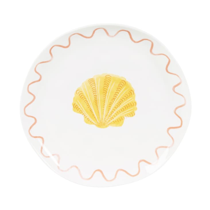 Plato postre de cerámica blanca con concha amarilla Malo | Maisons du Monde