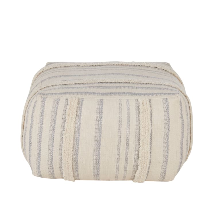 Poef in blauwe en witte stof Genevieve | Maisons du Monde