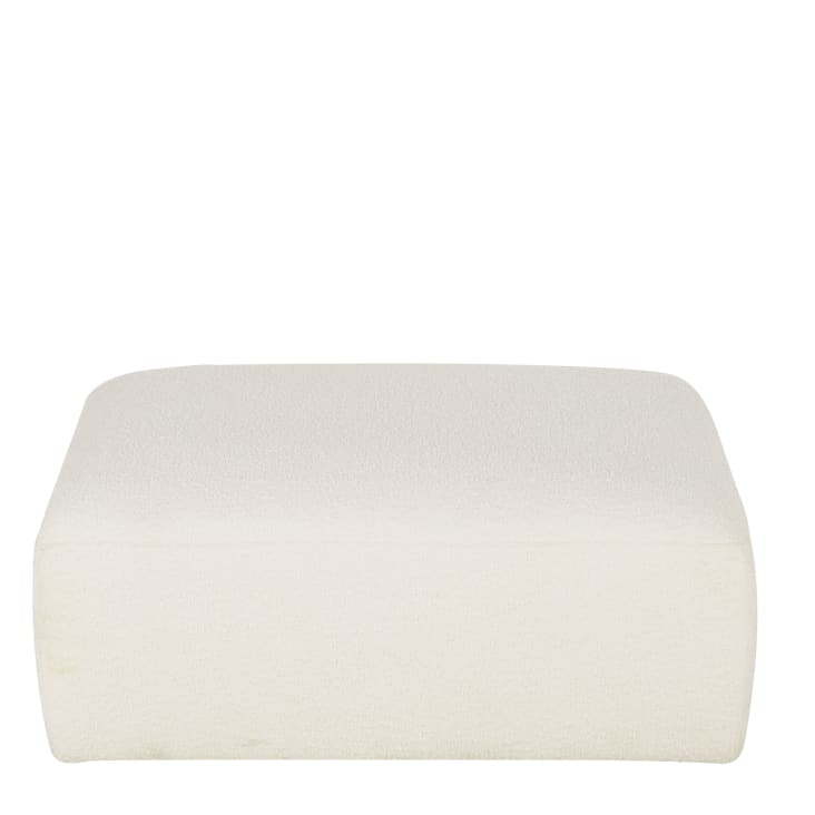 Poef voor ecru wollen modulaire zetel met bouclé-effect Flake | Maisons ...