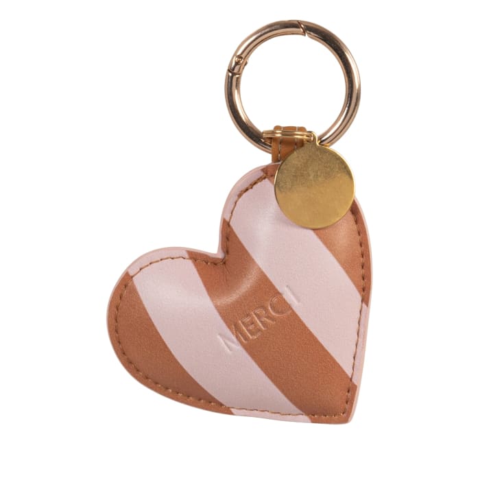 Porté-clé cœur motif à rayures bicolores Merci | Maisons du Monde