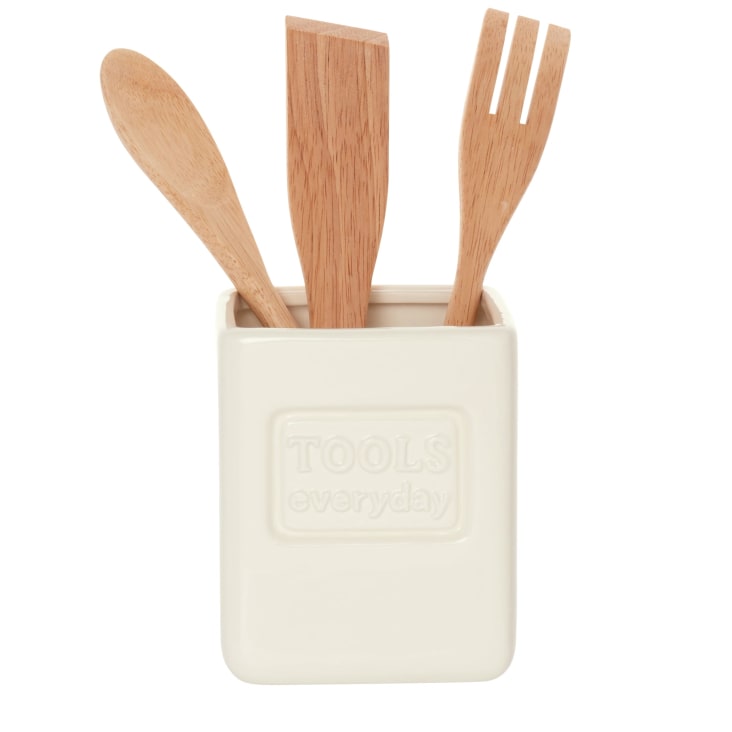 Pot en dolomite et ustensiles en bois d'hévéa bicolore H25 Felix ...